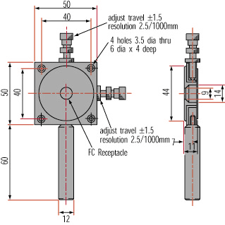 Kinematic & Differential Micrometer Drive Fiber Alignment Mount