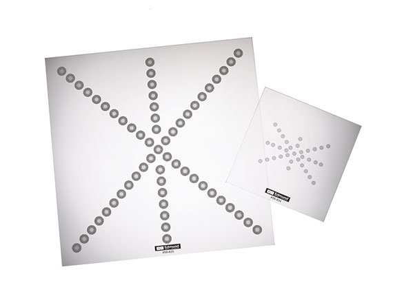 Siemens Star Target Array, 50 x 50mm, 33 Stars, 36 Sectors Chrome on Glass