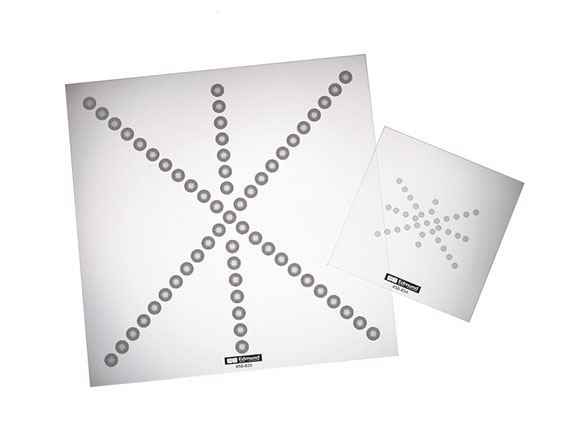 Siemens Star Target Array, 50 x 50mm, 33 Stars, 36 Sectors Chrome on Glass
